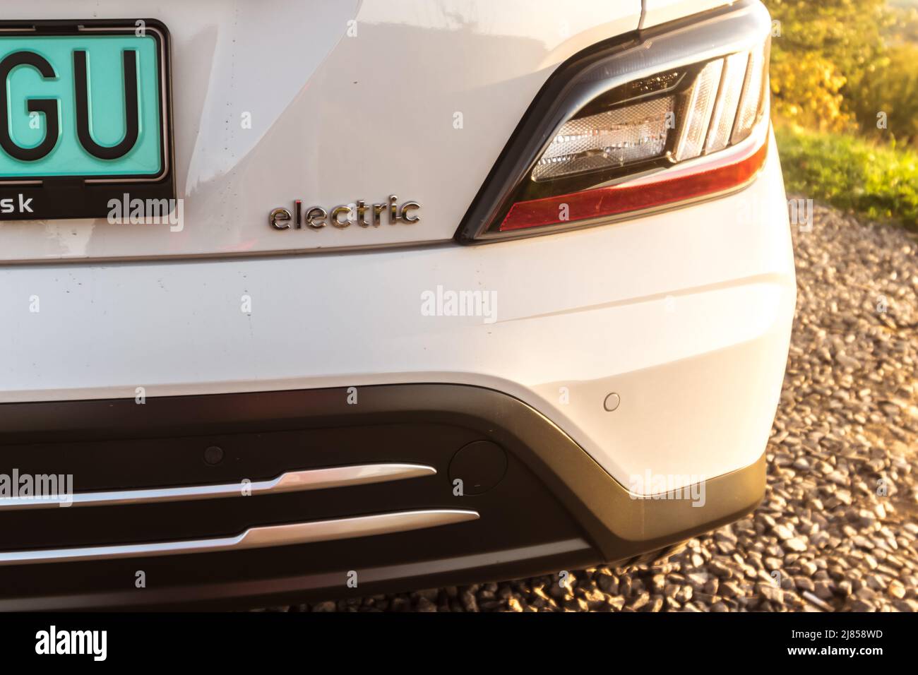 detail to electric mark notification of EV car Stock Photo - Alamy