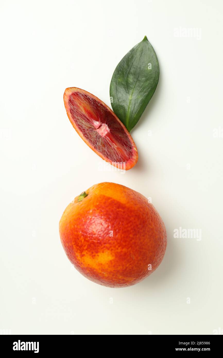 Concept of citrus fruit, red orange on white background Stock Photo - Alamy