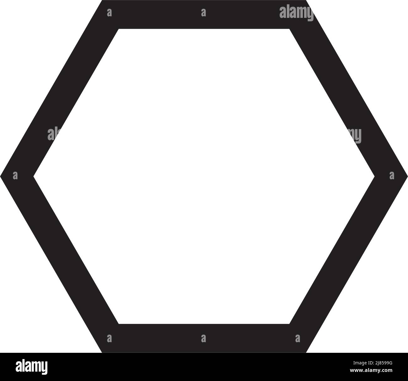 Hexagon shape symbol vector icon outline stroke for creative graphic ...