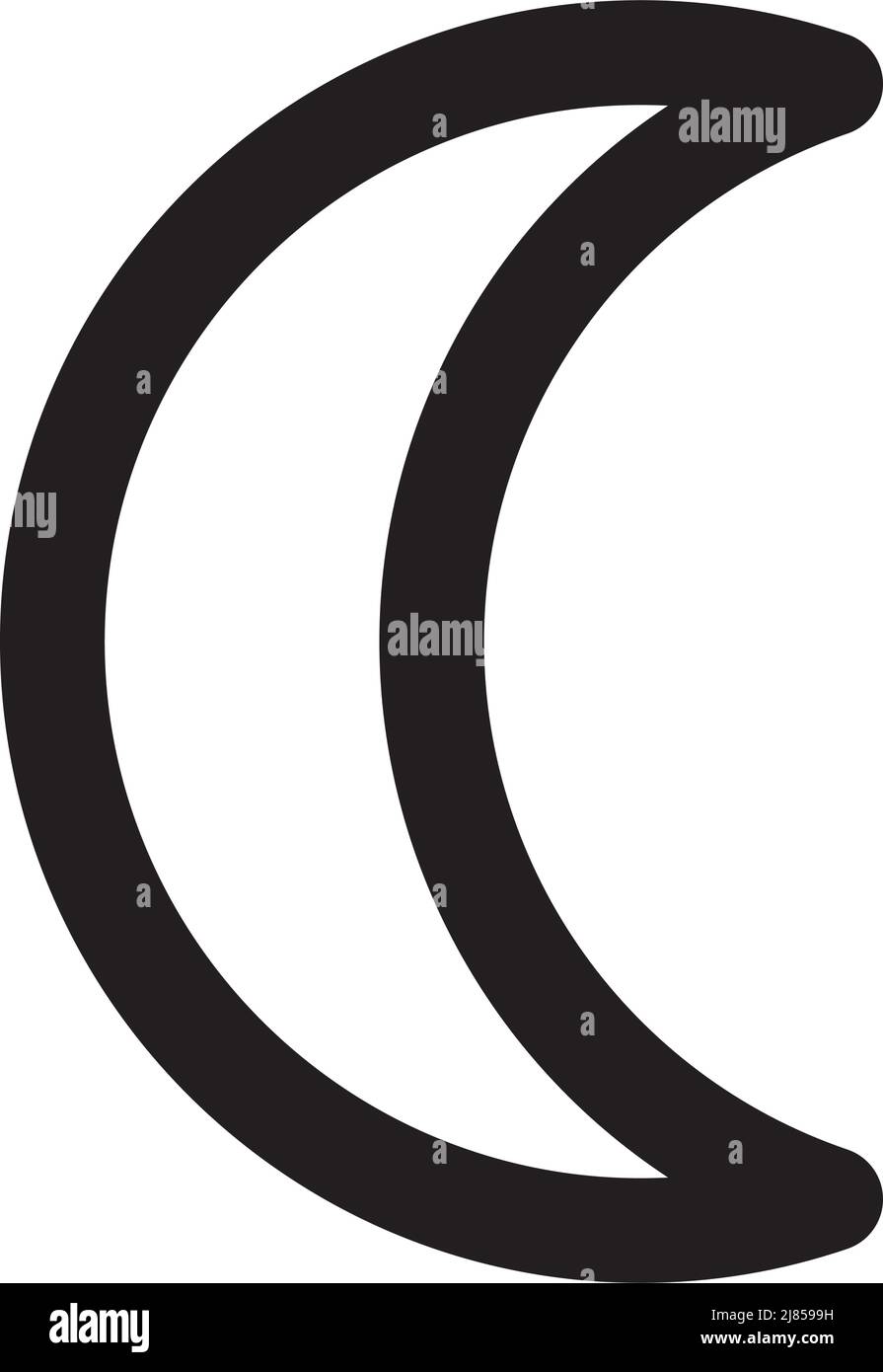 Crescent shape symbol vector icon outline stroke for creative graphic ...