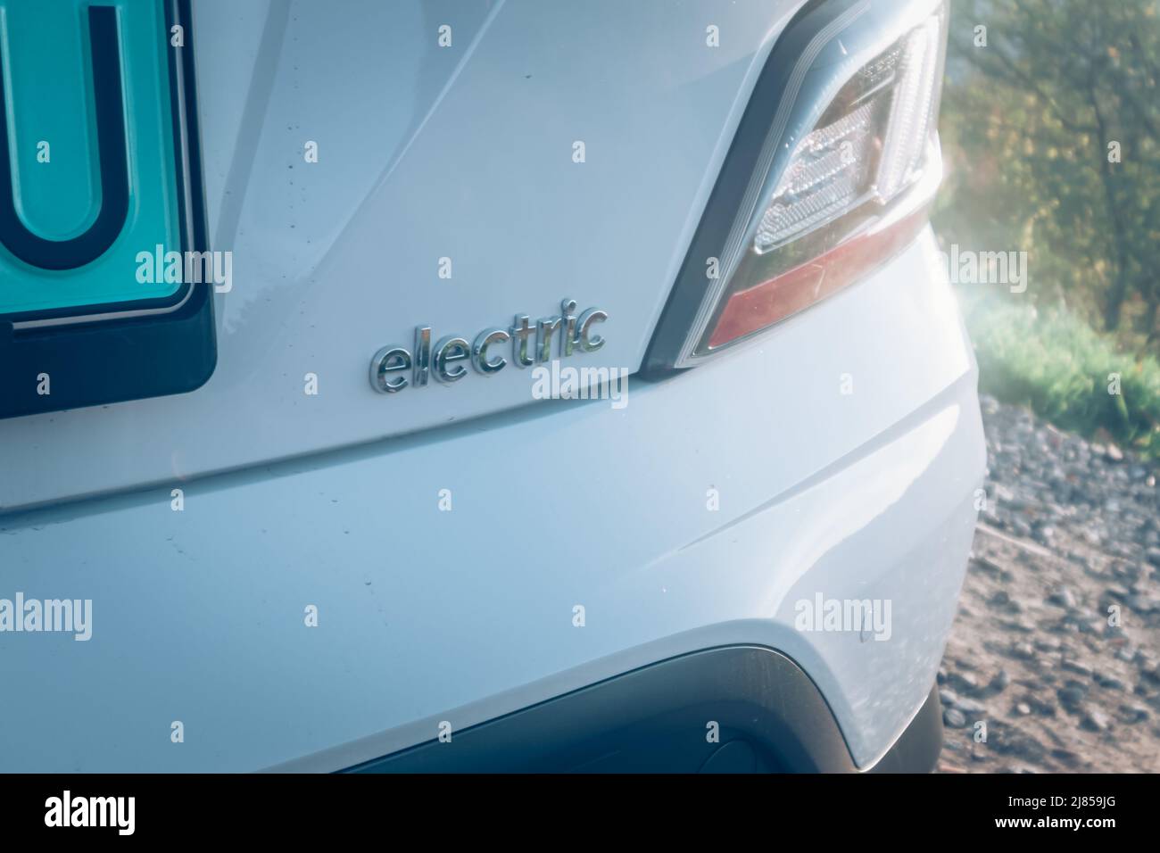detail to electric mark notification of EV car Stock Photo - Alamy