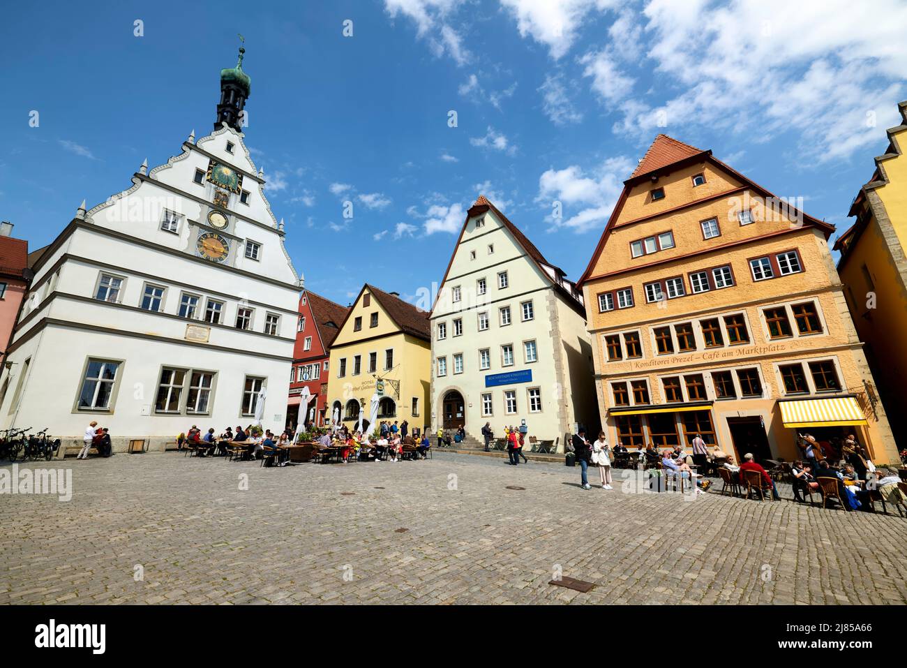 Germany Bavaria Romantic Road. Rothenburg ob der Tauber. Market Square ...