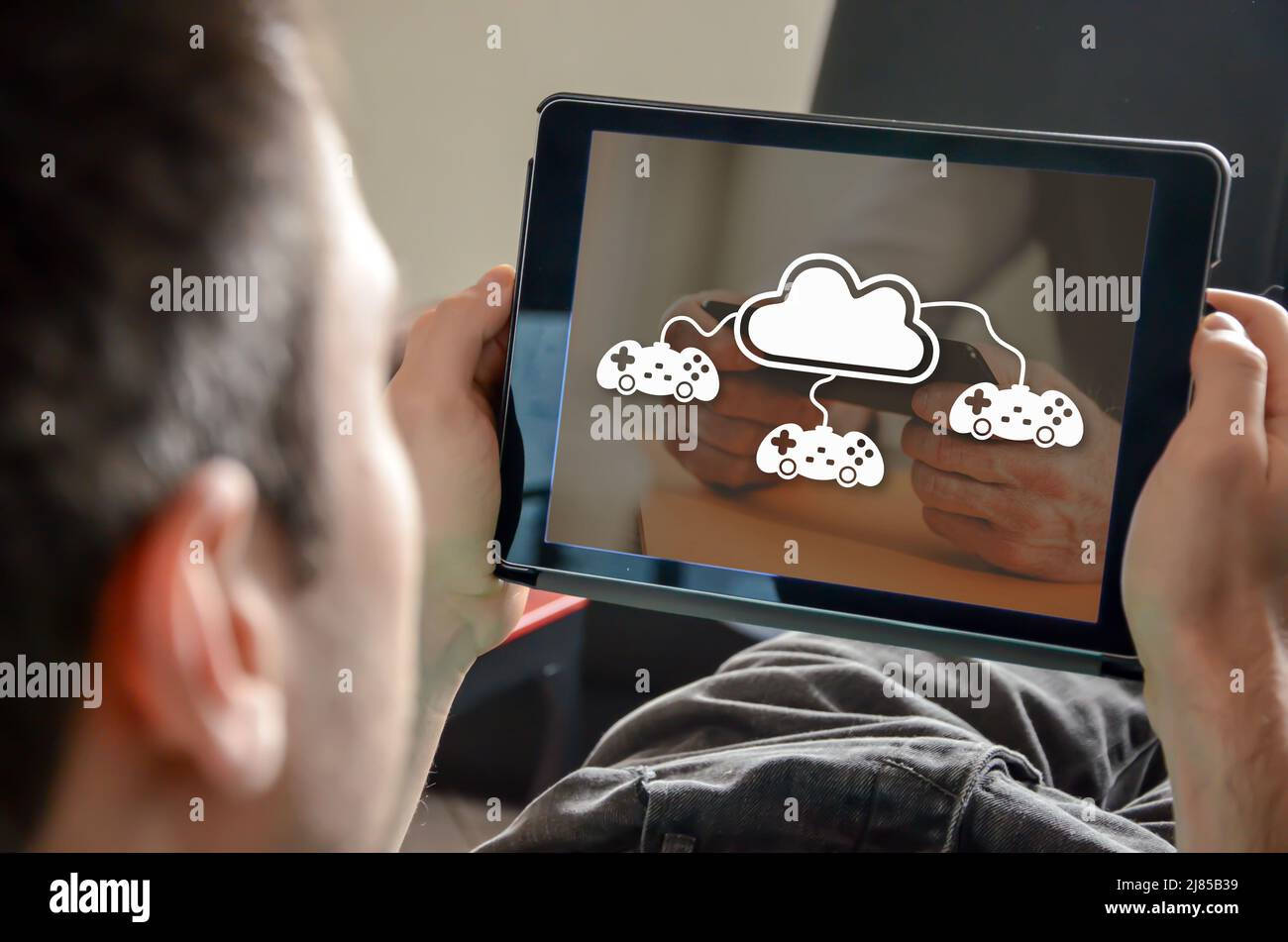 Cloud gaming on tablet hi-res stock photography and images - Alamy