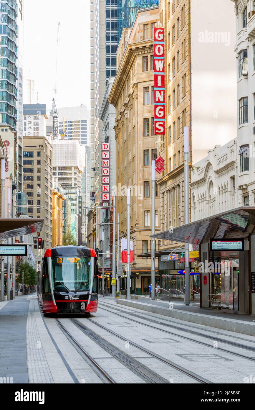 A light-rail tram on George Street in Sydney, Australia Stock Photo - Alamy