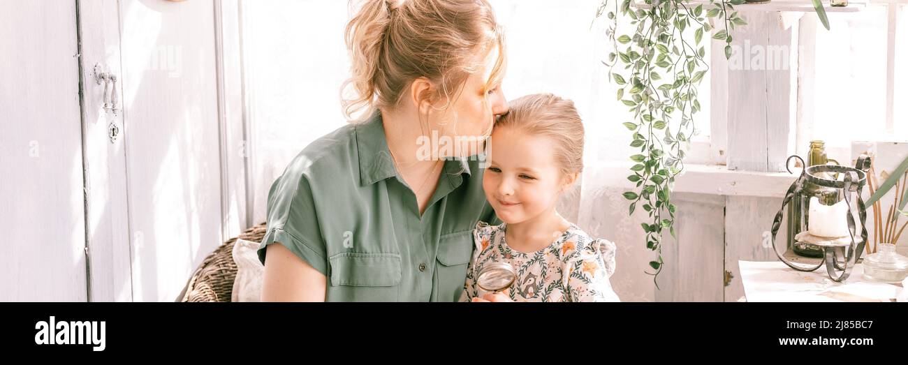 happy family mother with cute little kid daughter girl have fun life ...