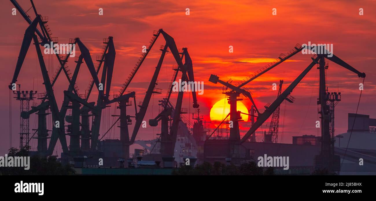 Aerial view large cranes in hi-res stock photography and images - Alamy