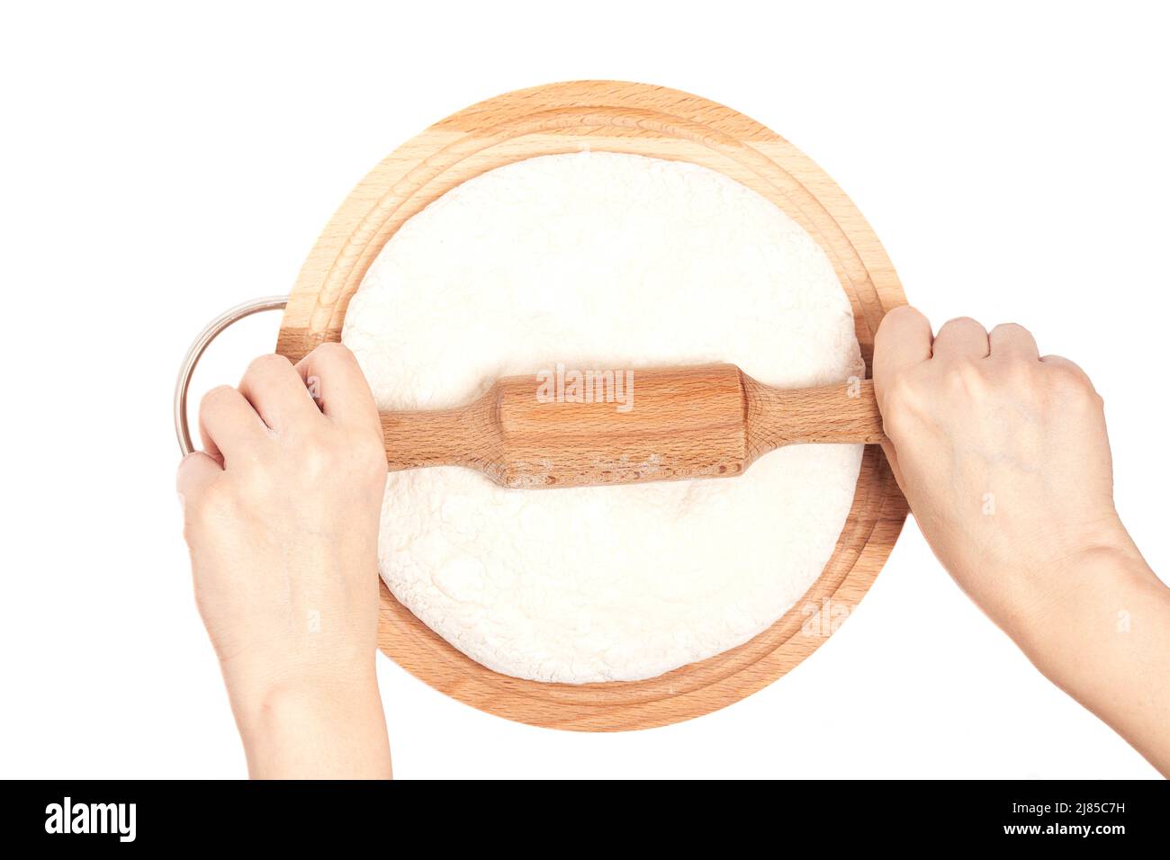 Preparation of the dough . The dough rolling the women's hands ...