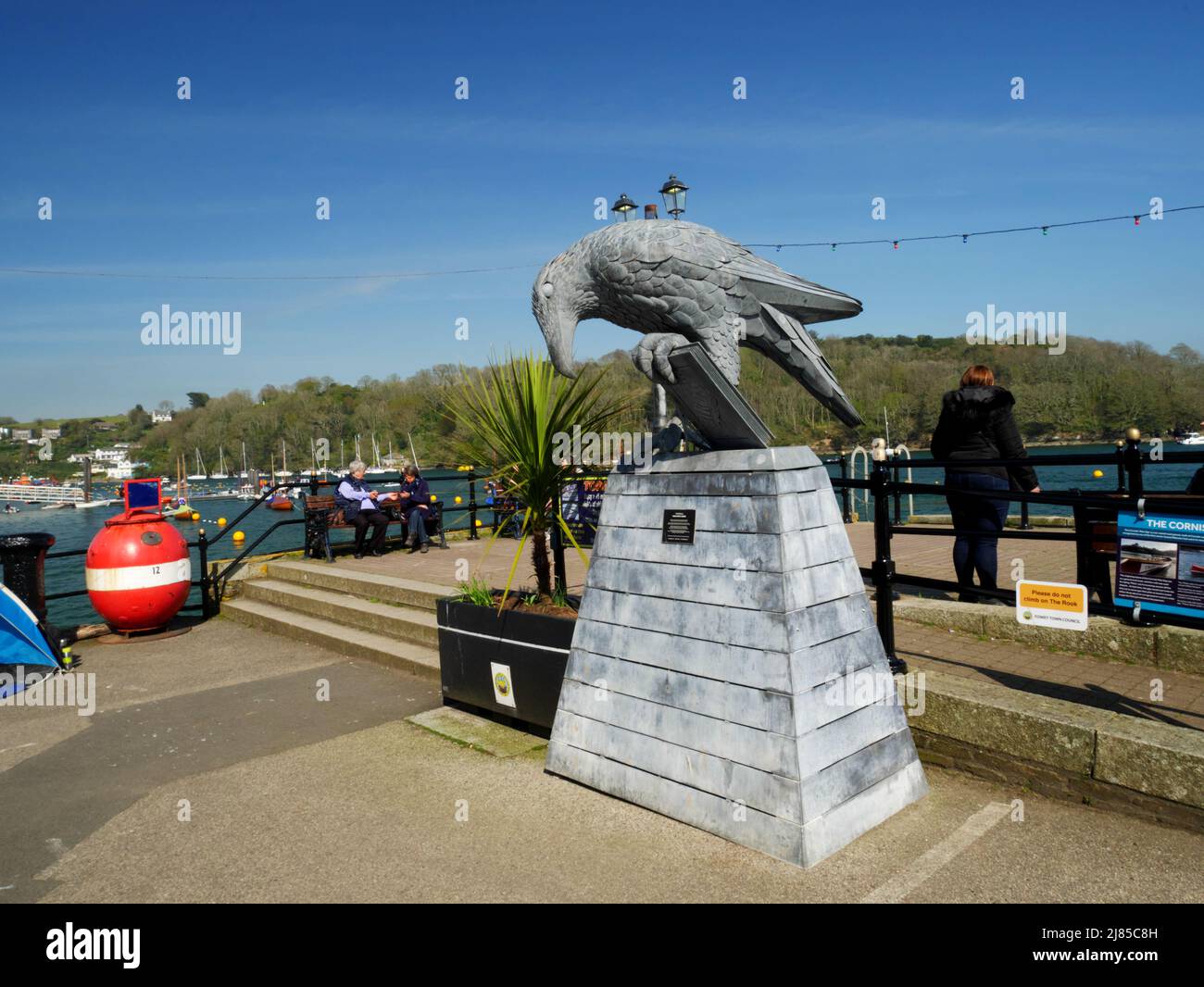 The statue of a rook at Town Quay, Fowey, Cornwall. Commissioned from ...