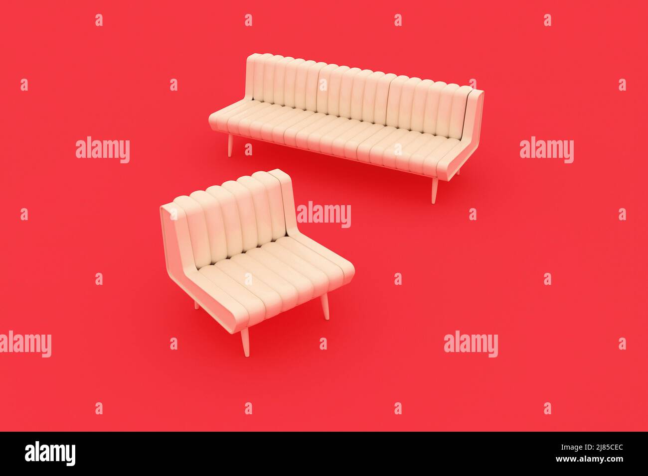 Red background, solid color style interior scene with a light colored ...