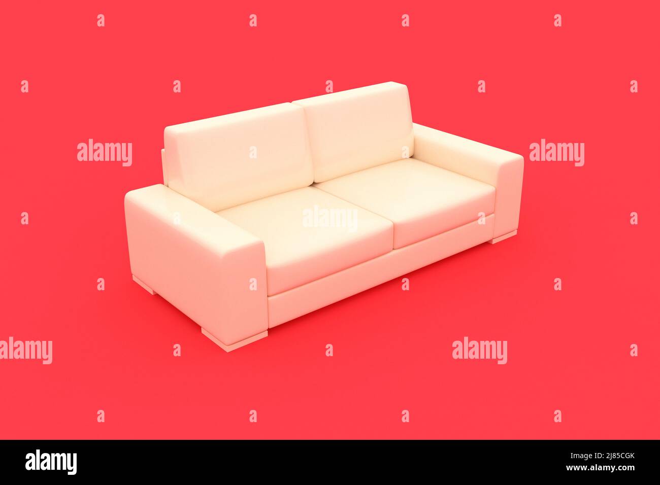 Red background, solid color style interior scene with a light colored ...