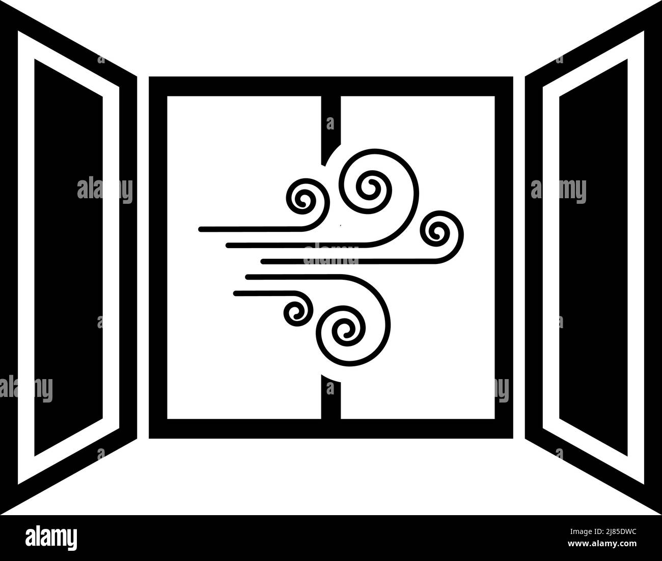 Room Ventilation Icon. Black Stencil Design. Vector Illustration Stock ...