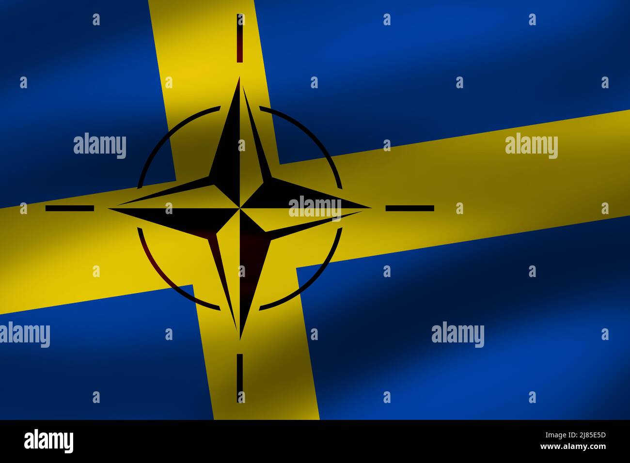 Sweden joining NATO concept. Swedish flag with NATO (North Atlantic ...