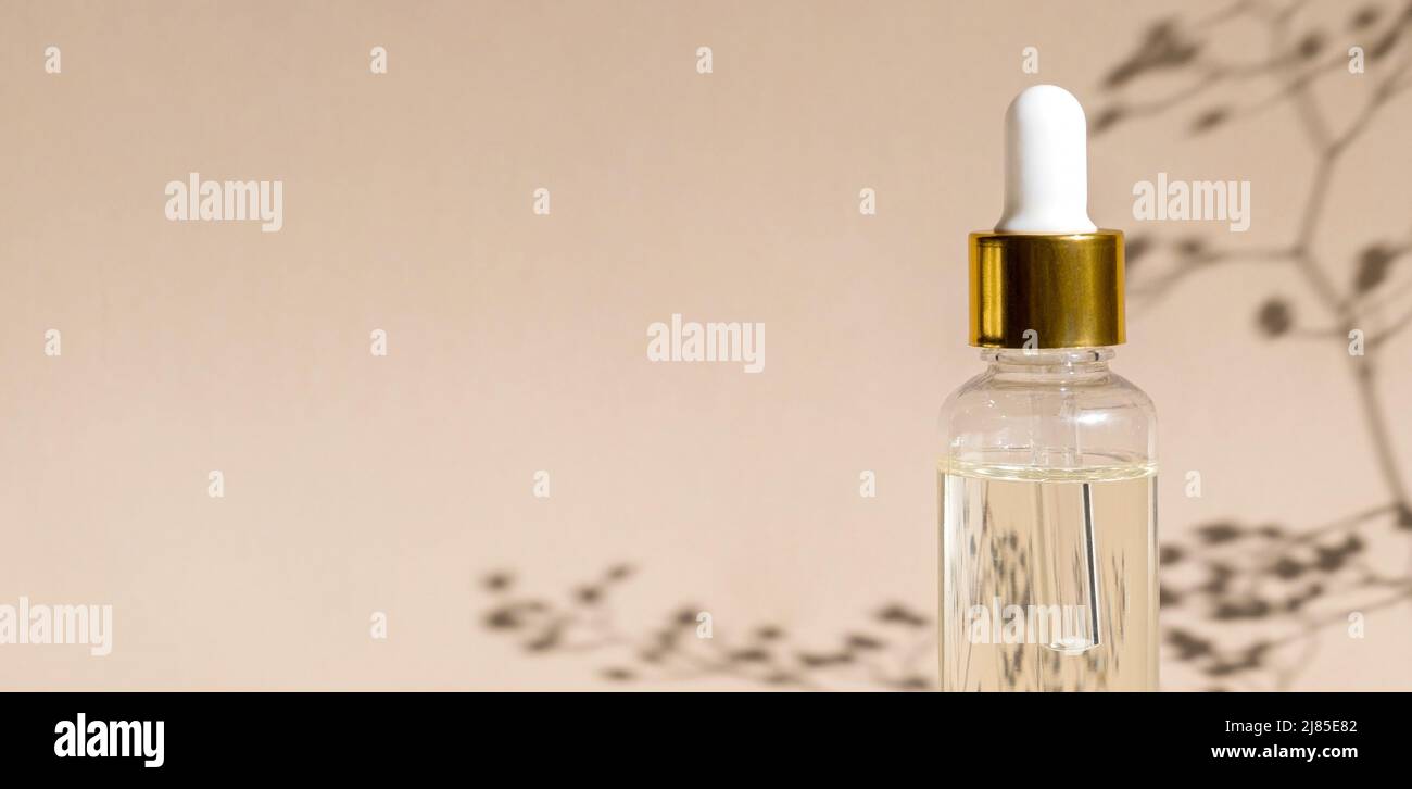 Natural oil cosmetics. Dropper glass Bottle Mock-Up. Oily cosmetic ...