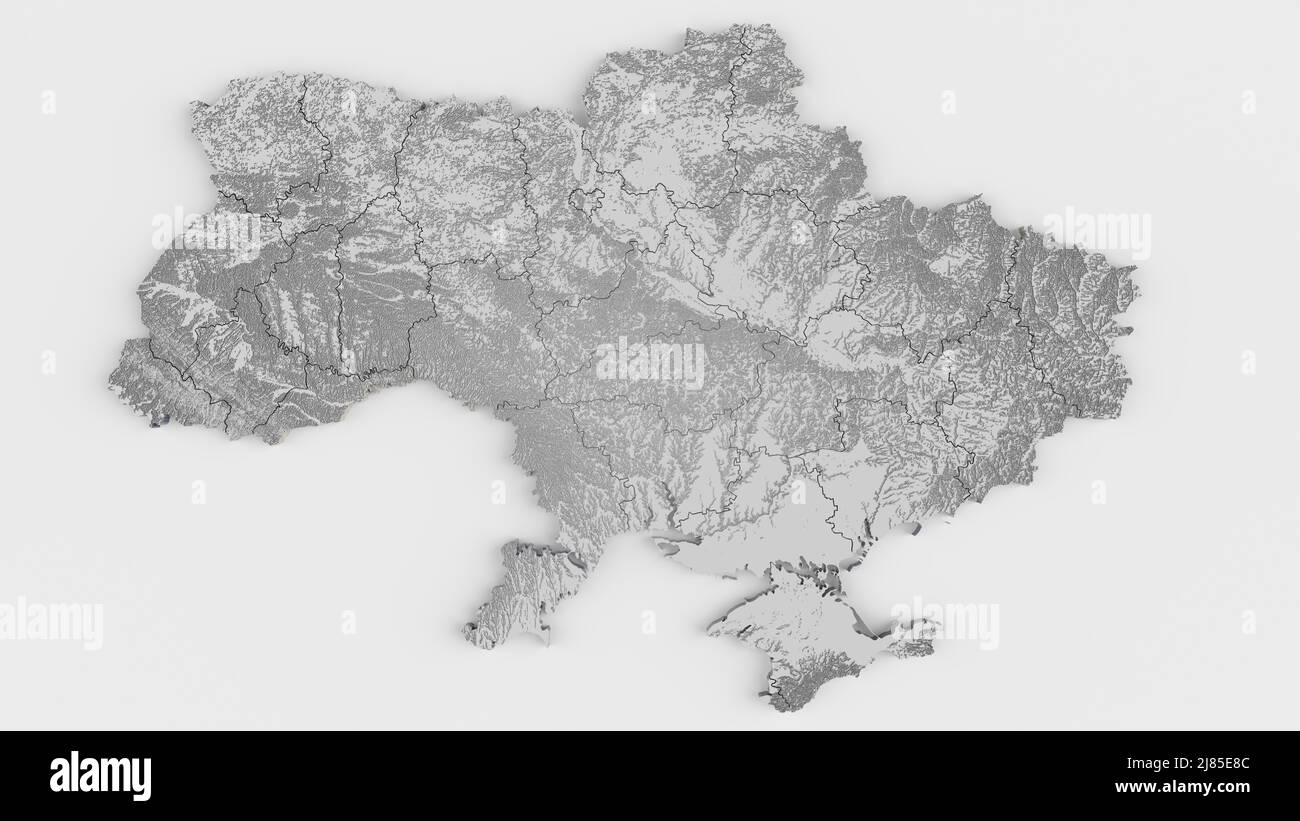 Ukraine Map with all Oblaste with height details - very detailed - 3D ...