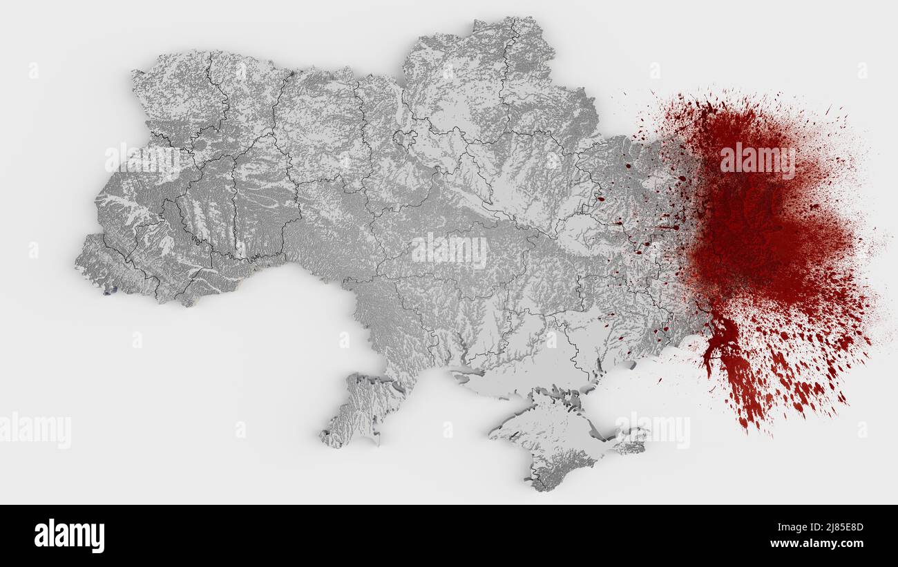Blood stain on Ukraine map - 3D rendering Stock Photo - Alamy
