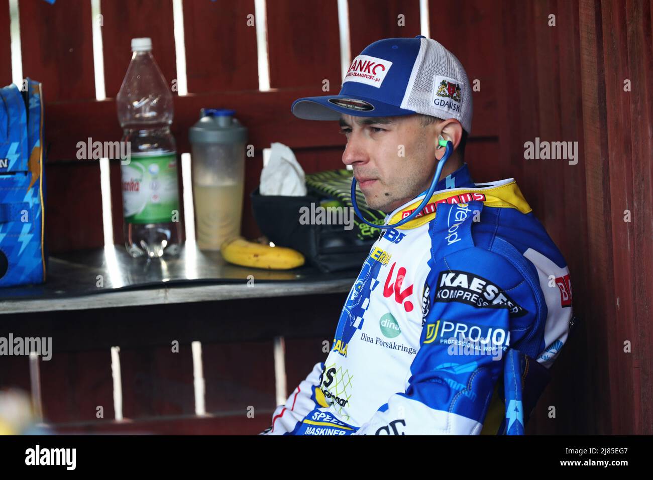 Piraternas no. 2 Jakub Jamrog before the speedway match in the Elite ...