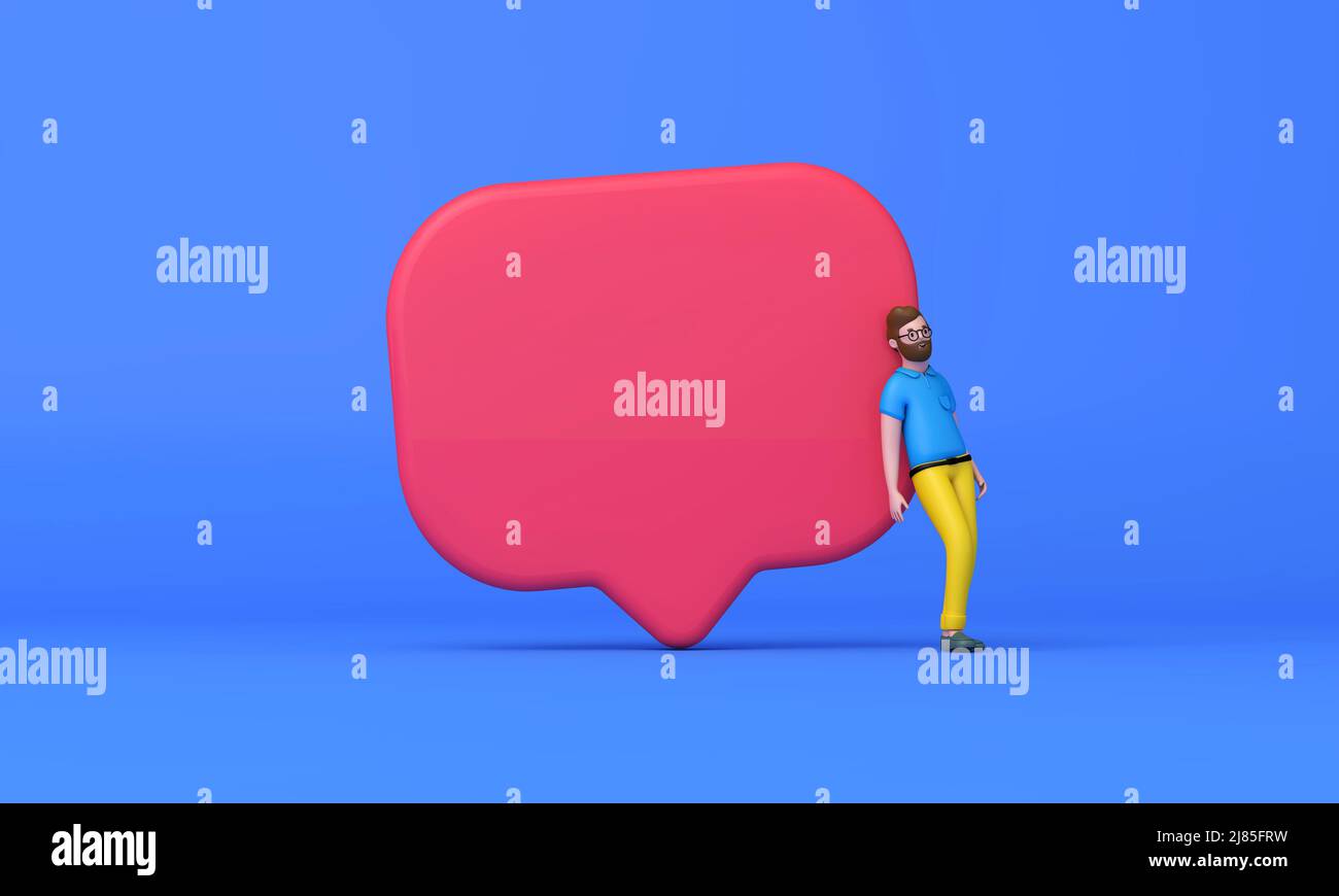 Social media likes concept. Cartoon character man standing next to a ...