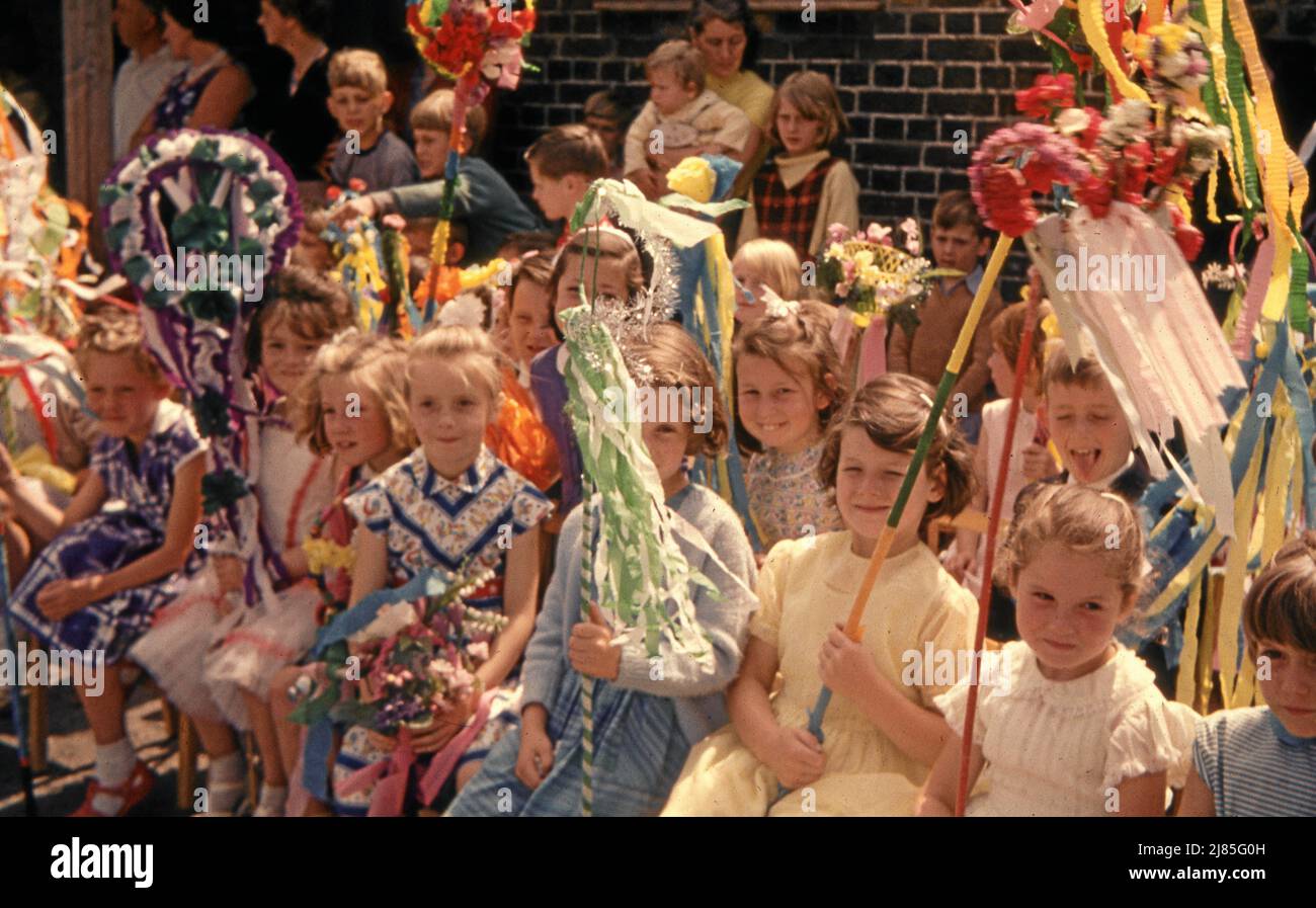 UK School Life in the 1960's Girls on May Day celebrations in 1969 ...