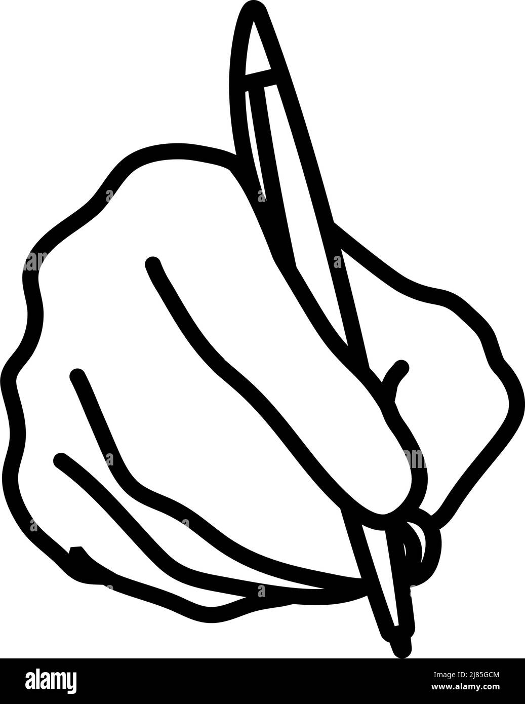 Hand With Pen Icon. Bold outline design with editable stroke width ...