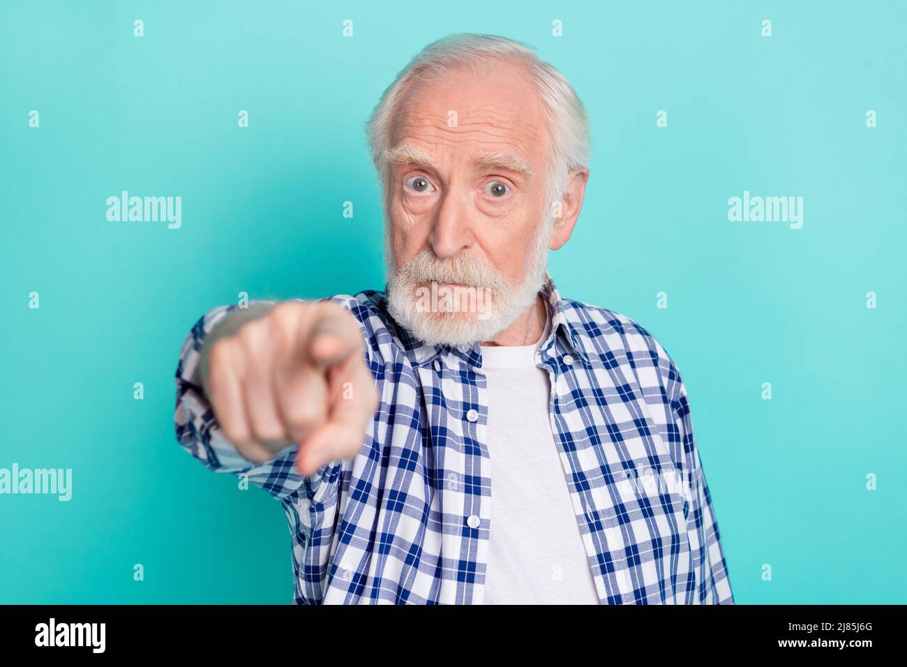 Photo of serious negative mood grandfather misunderstanding blaming you ...