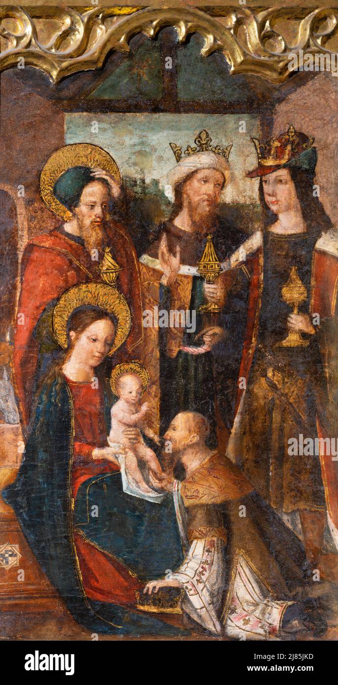 VALENCIA, SPAIN - FEBRUAR 14, 2022: The painting of Adoration of Magi ...