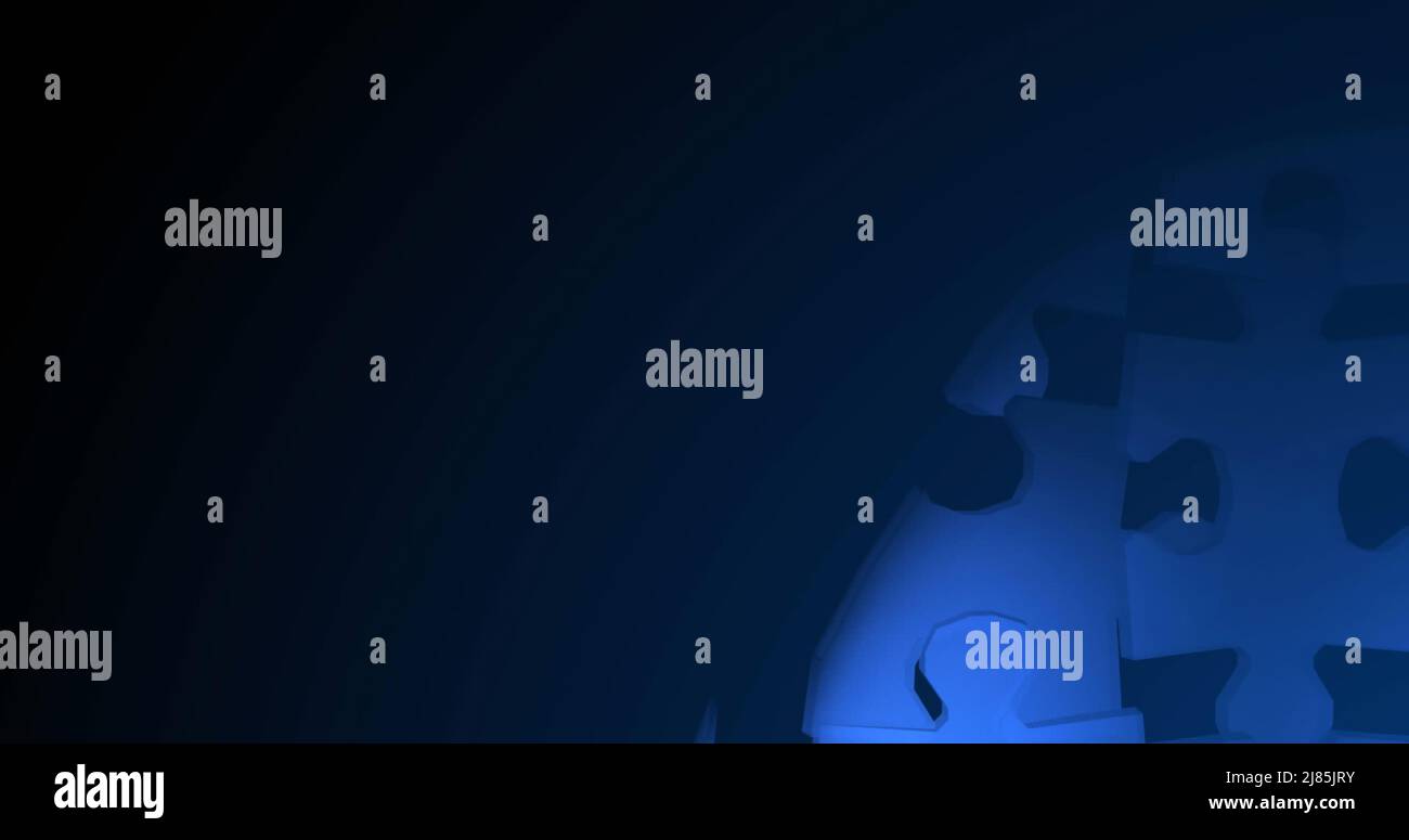 Image of human head formed with blue puzzle pieces and data processing ...