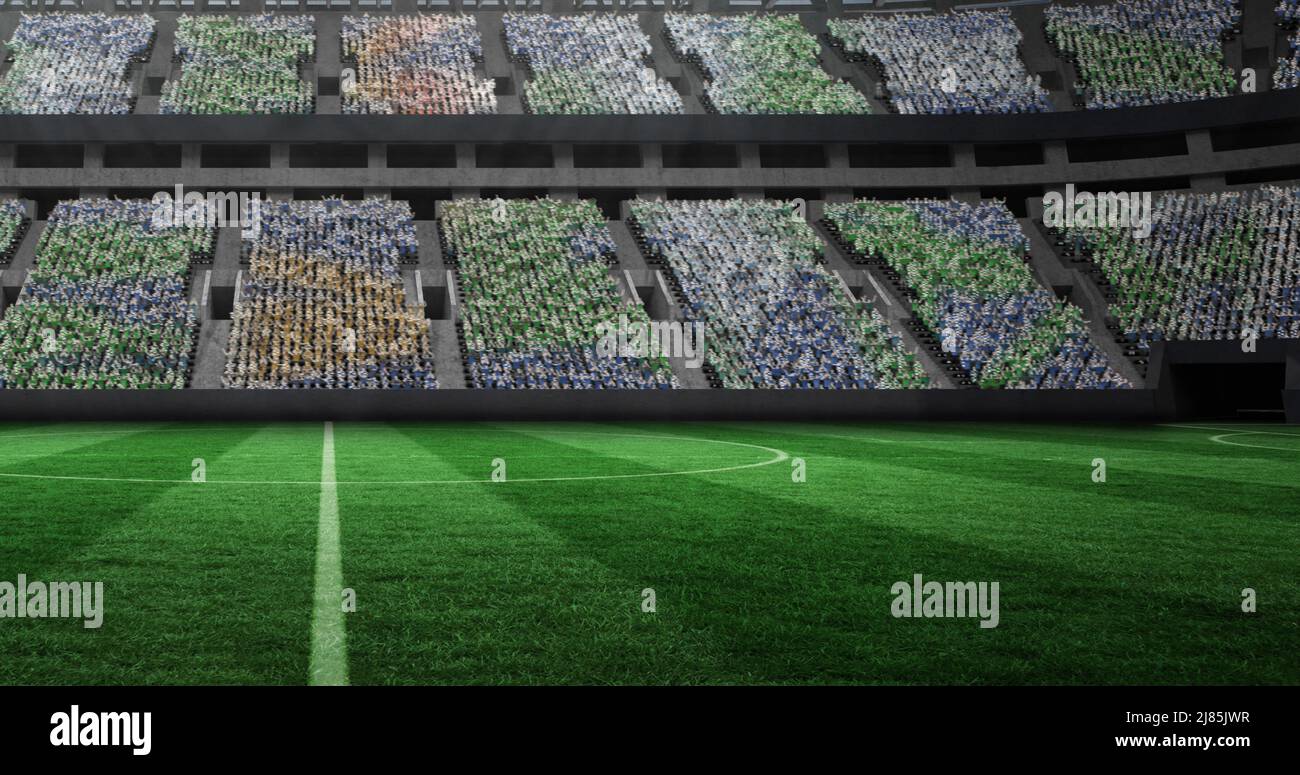 Image of gold confetti falling over sports stadium Stock Photo - Alamy