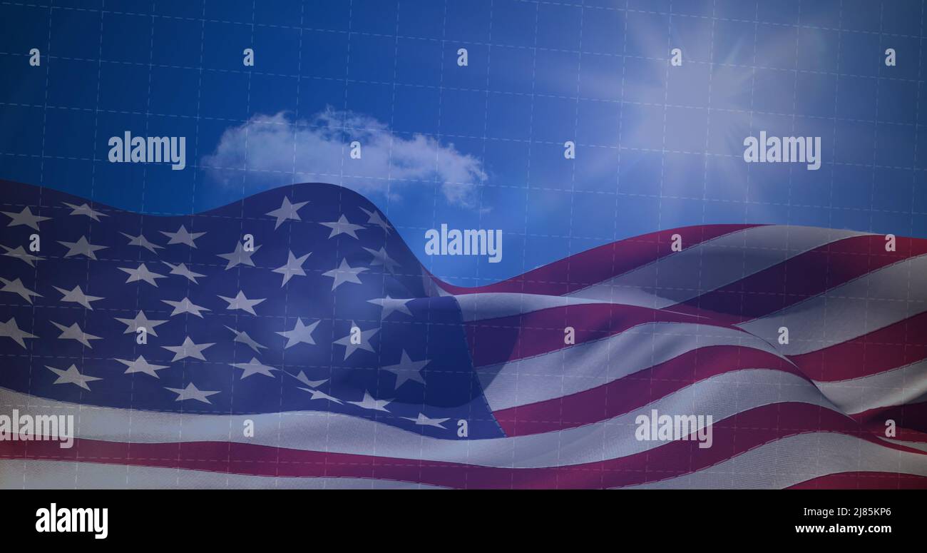 Image of american flag and map with statistics processing Stock Photo ...
