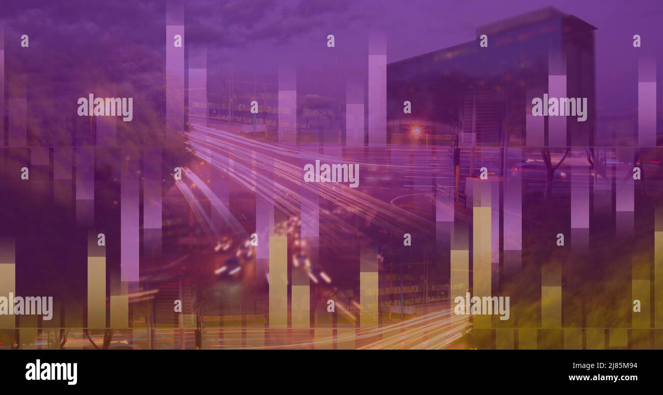 Image of traffic in a town with diagram in foreground 4k Stock Photo ...
