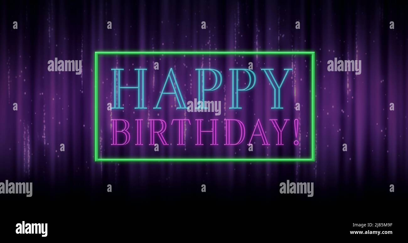 Image of happy birthday text in a rectangle sparking 4k Stock Photo - Alamy