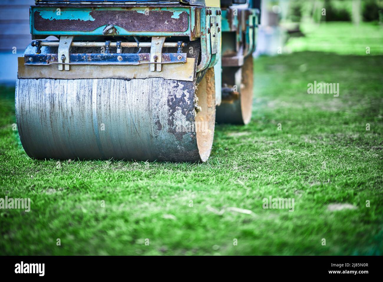 Picture of a road roller machine on the different surfaces Stock Photo ...