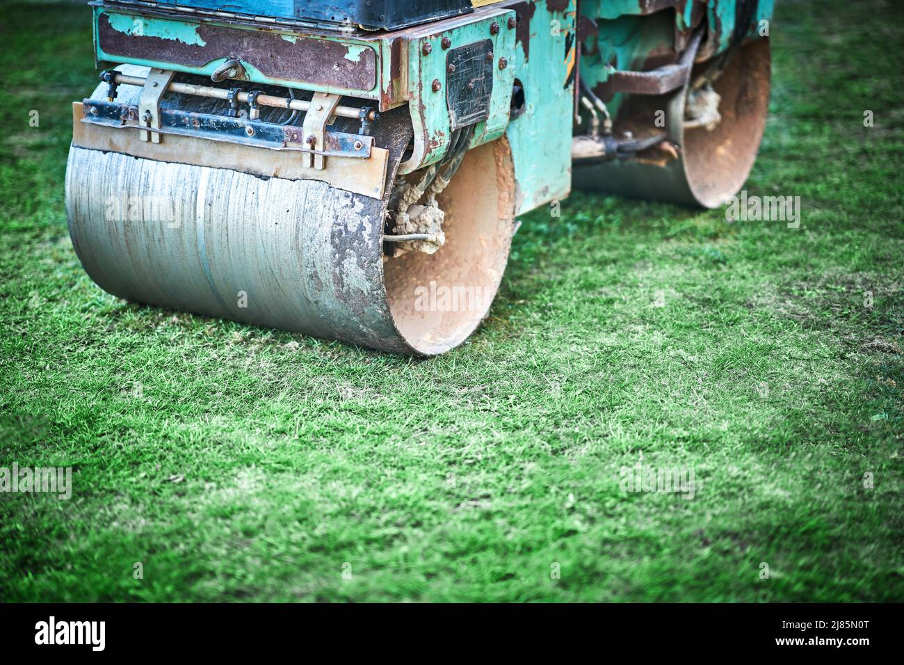 Picture of a road roller machine on the different surfaces Stock Photo ...