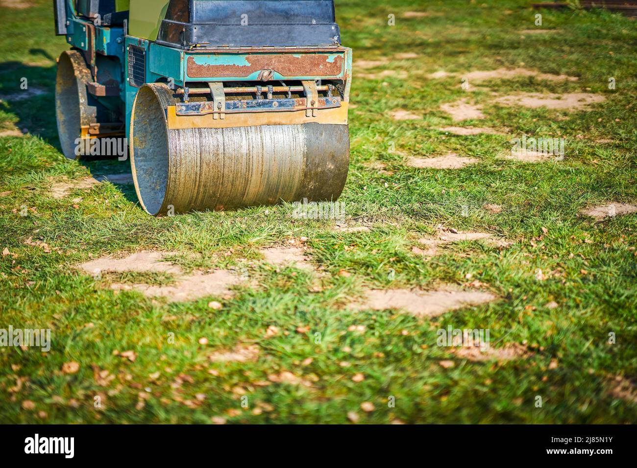 Picture of a road roller machine on the different surfaces Stock Photo ...