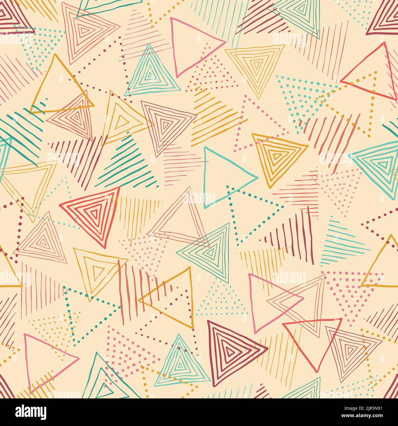 Fun and colorful seamless pattern with hand drawn triangles, great for ...
