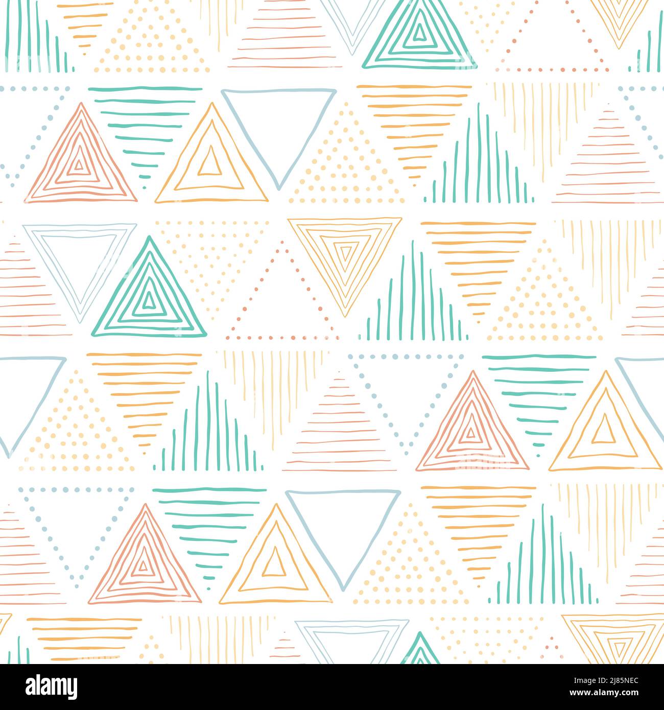 Fun and colorful seamless pattern with hand drawn triangles, great for ...