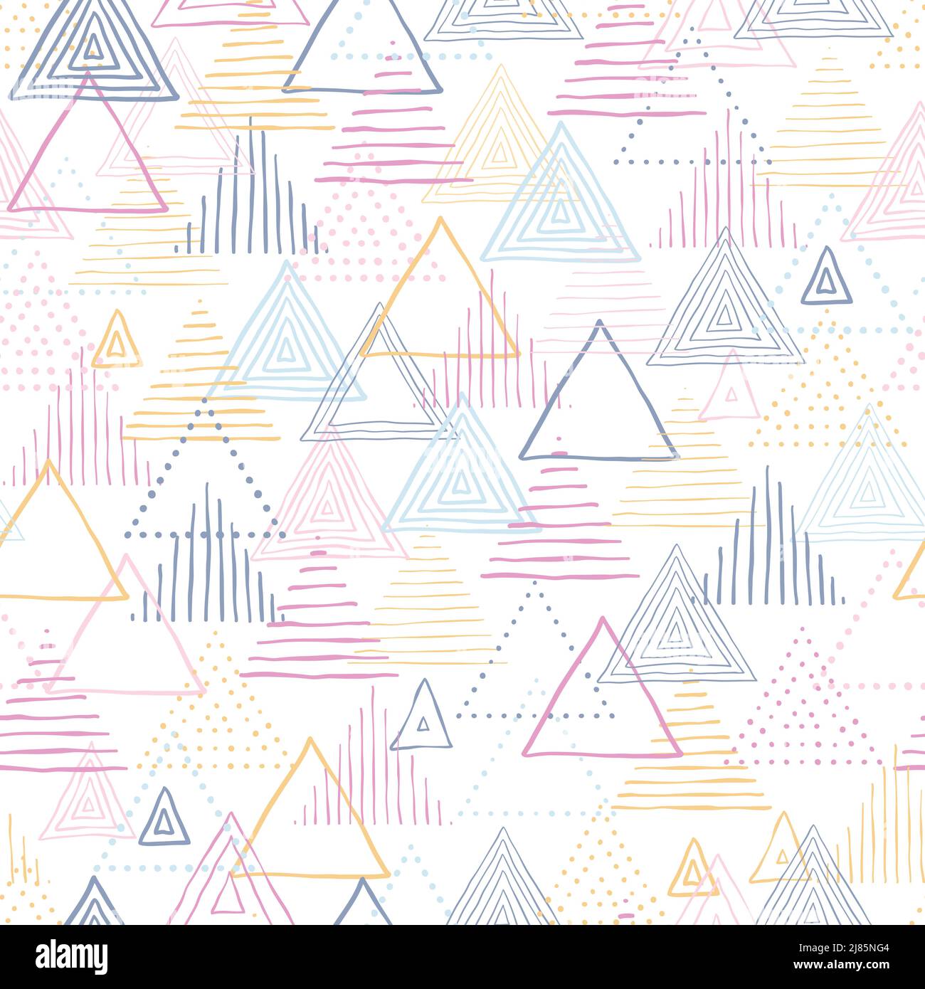 Fun and colorful seamless pattern with hand drawn triangles, great for ...