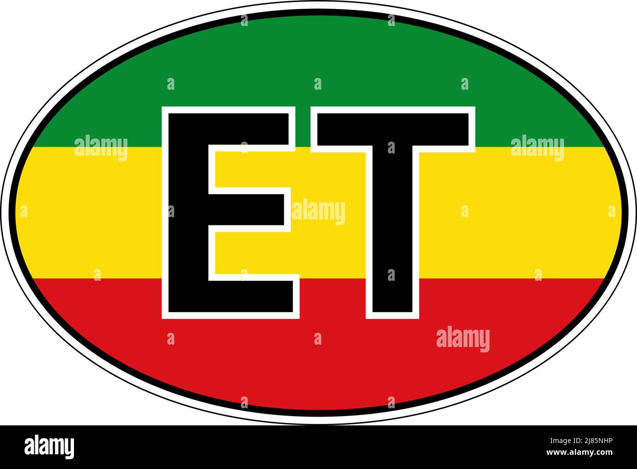 Republic Ethiopia ET flag label sticker car, international license ...