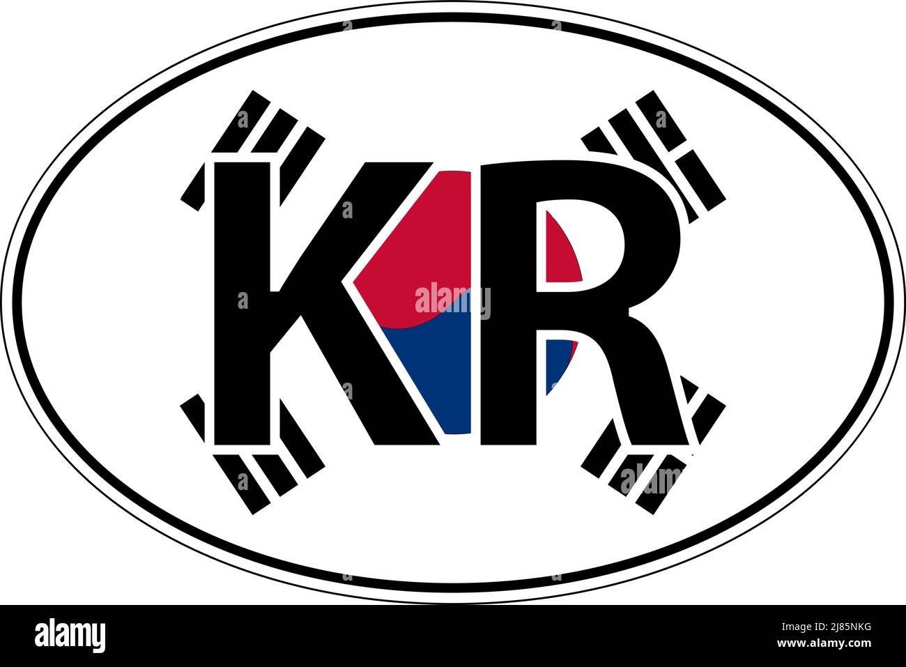 Korea, korean republic KR flag label sticker car, license plate Stock ...
