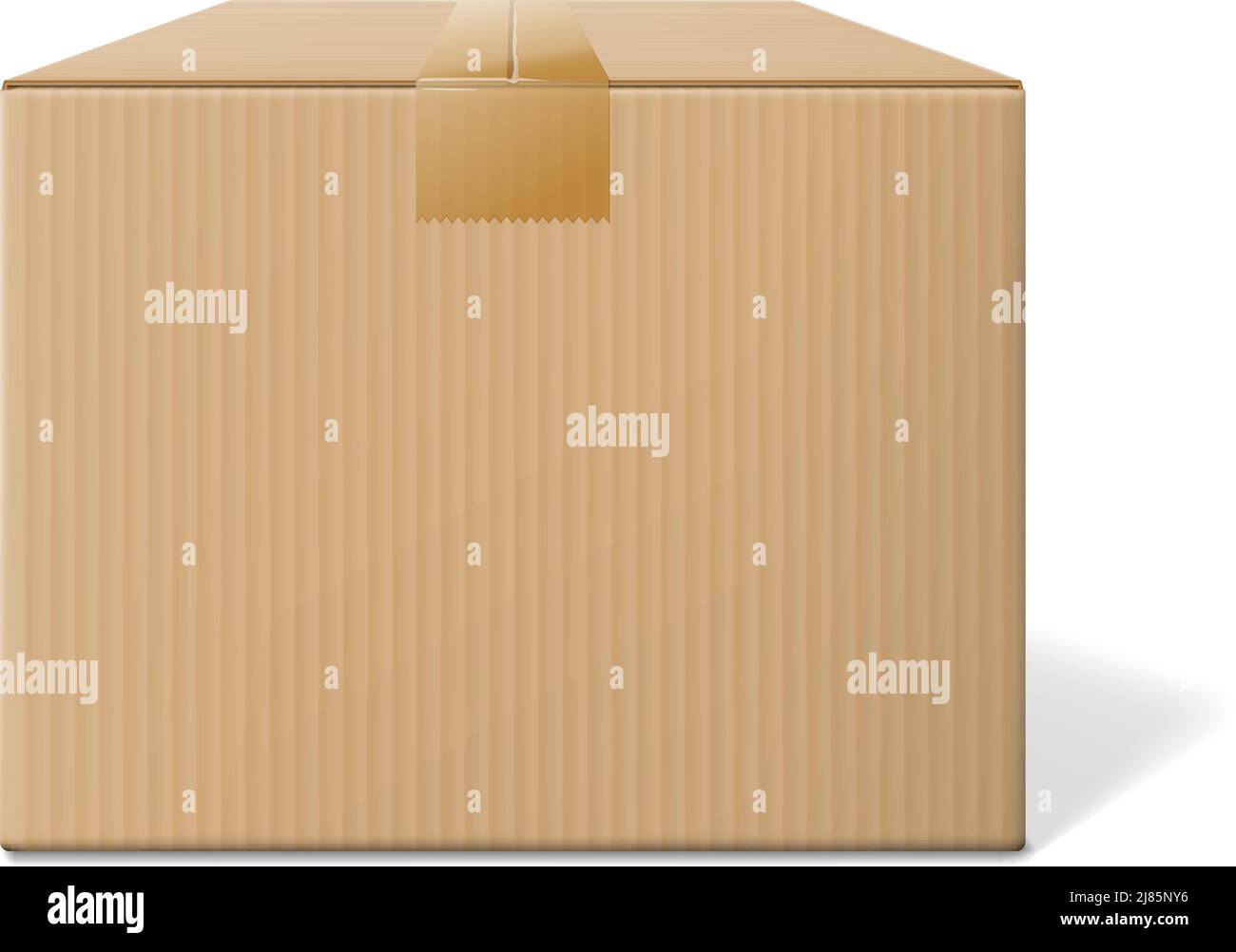 Realistic cardboard box, closed side view isolated on white background ...