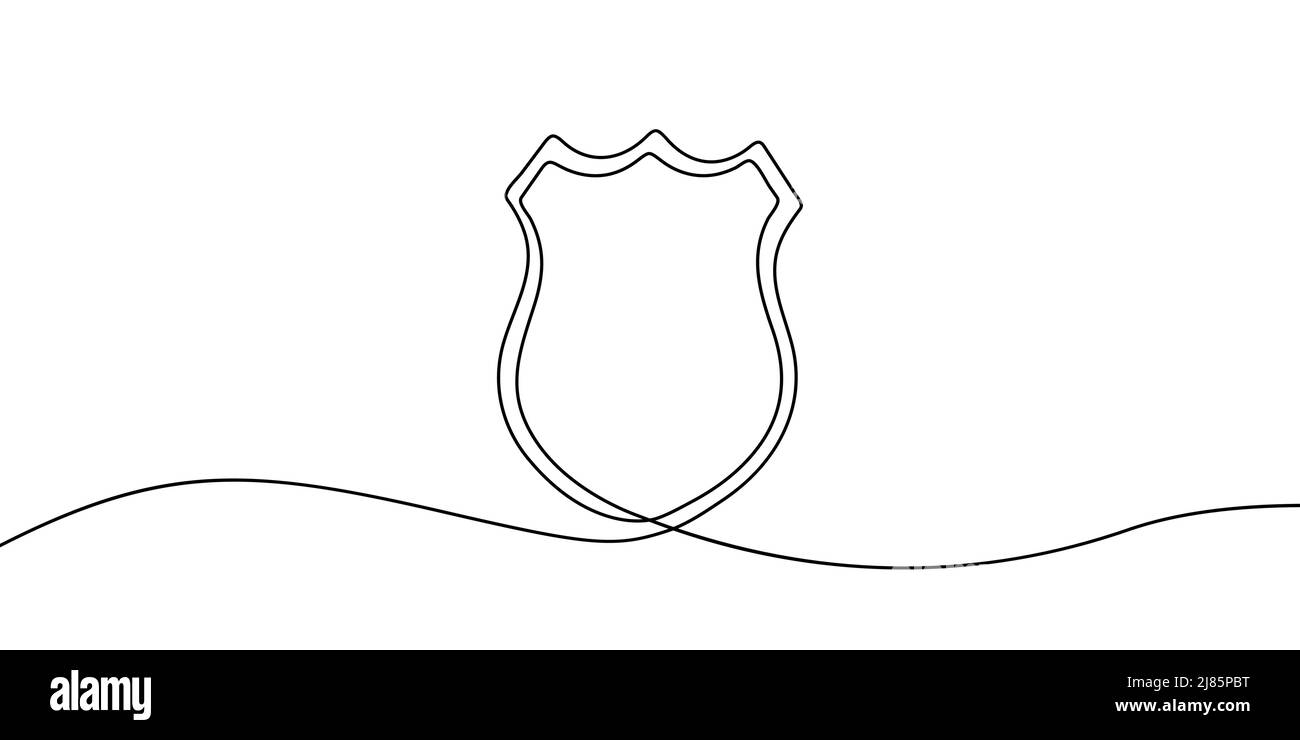 Continuous line drawing of shield. One line drawing background. Vector ...