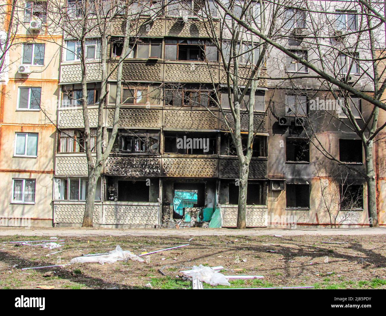 Kharkiv, Kharkov, Ukraine - 05.07.2022: burnt destroyed after fire ...
