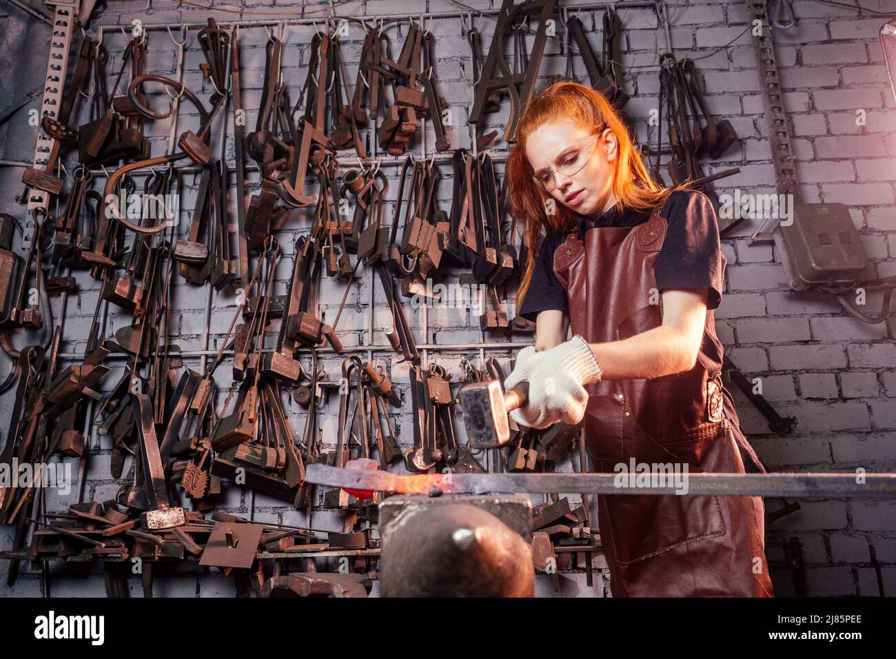 Redhead woman construction hi-res stock photography and images - Alamy