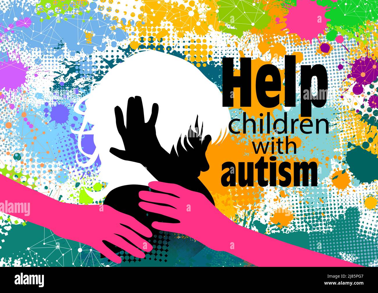 Help children with autism.The girl covers her ears with her hands ...