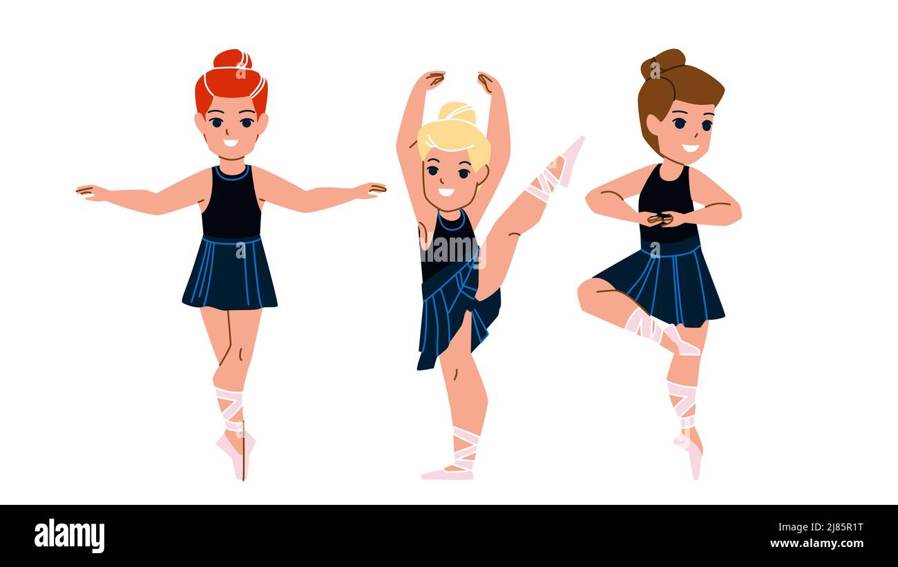 Girls Children Dancing Ballet In Classroom Vector Stock Vector Image ...