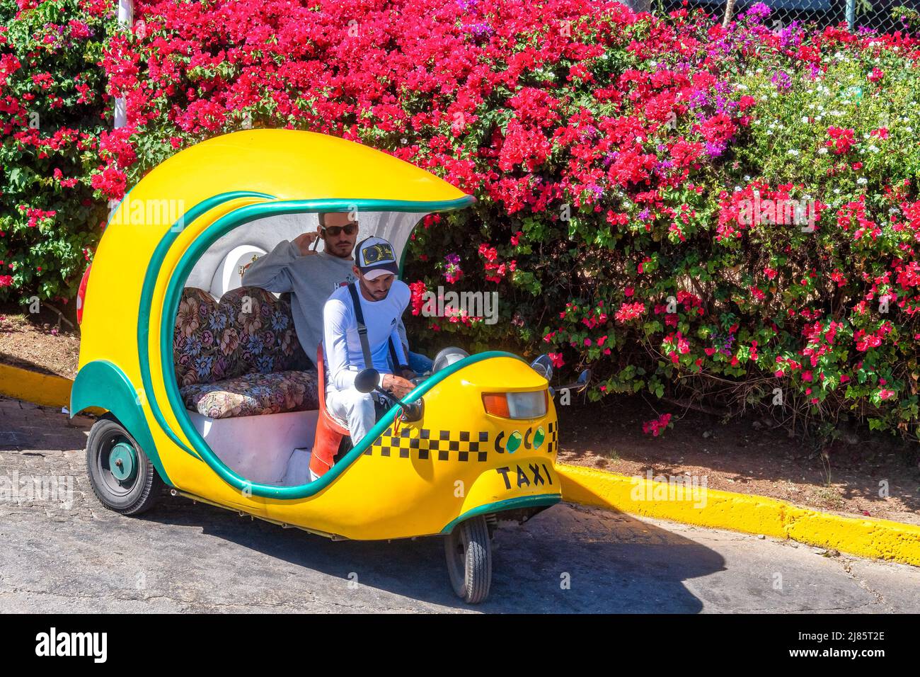 A cocotaxi. Coco-taxi is an auto rickshaw-type taxi vehicle in Cuba ...