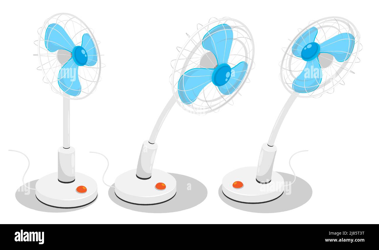 Electric fan on high stand for cooling. Maintaining comfortable ...