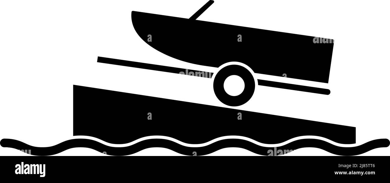 Rectangle button icon Boat on a ramp. Button banner Rectangle badge ...