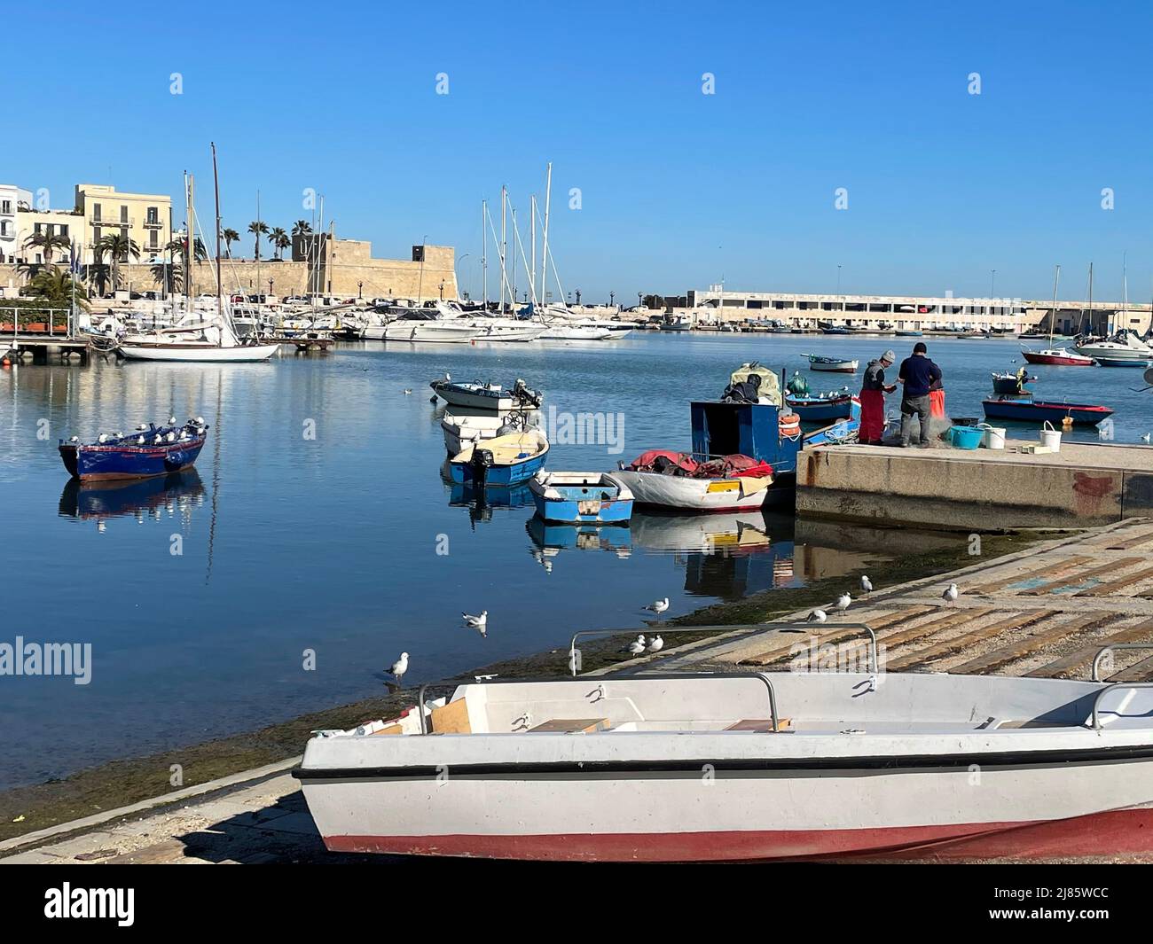 Bari, Italy. Fishing boats in the Porto Bari marina Stock Photo - Alamy