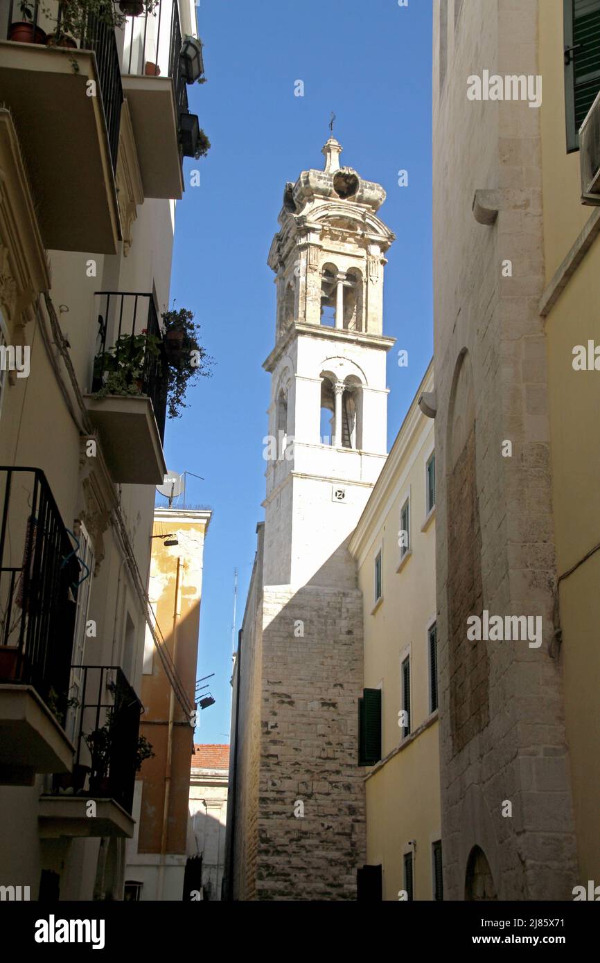 Bari, Italy. The bell tower of Chiesa di San Giacomo (St. James Church ...