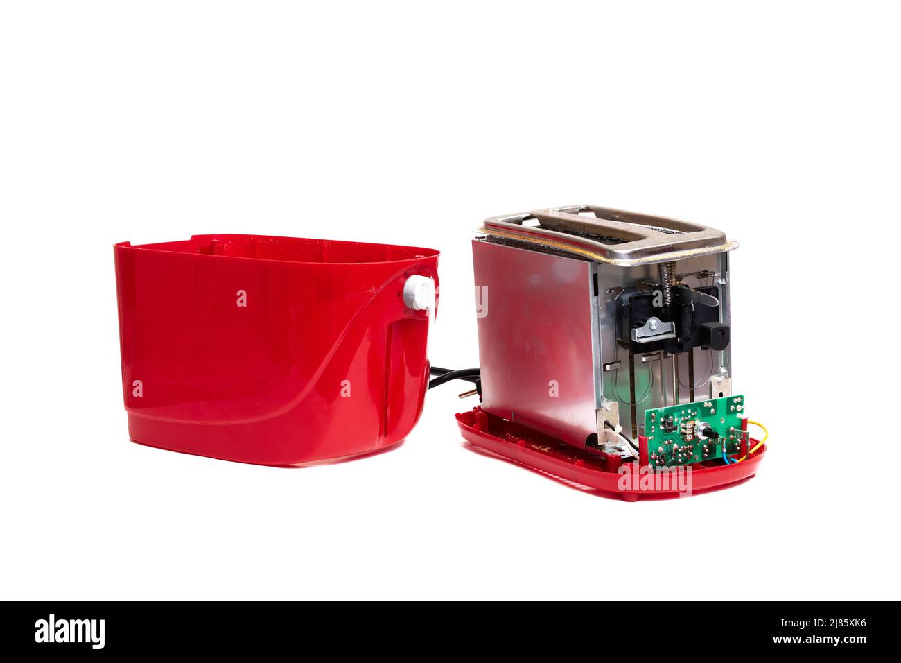 Parts of modern electric bread toster isolated on white background ...